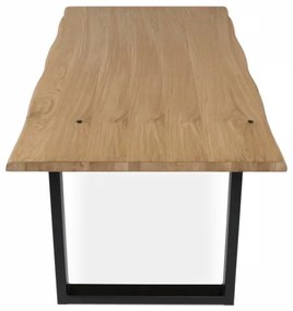 Jídelní stůl 180x90x75 masiv dub, kovová noha ve tvaru písmene U černý lak DS-U180 DUB