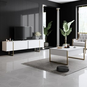 Hanah Home Konferenční stolek Luxe - White, Gold, Bílá, Zlatá