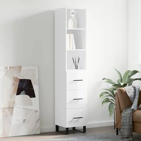 Skříň highboard bílá s vysokým leskem 34,5x34x180 cm kompozit,  3189727