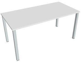 Stůl jednací rovný 160 cm - Hobis Uni UJ 1600 Dekor stolové desky: bílá, Barva nohou: Stříbrná