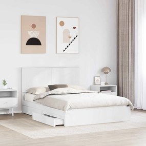 Postel s úložným prostorem Bílá 140 x 190 cm Kompozitní dřevo 3409545