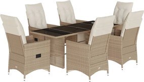 7dílný zahradní bistro set s poduškami béžový polyratan 3276943