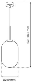 Závěsné svítidlo Alias, 1x bílé skleněné stínítko, (fi 24cm), g