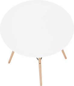 Jídelní stůl, bílá/buk, průměr 90 cm, GAMIN 2 NEW 90