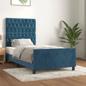 vidaXL Rám postele s čelem tmavě modrý 90x200 cm samet