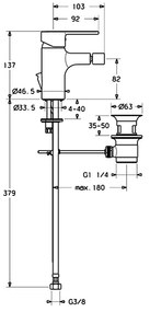 Hansa Bidetová stojánková páková baterie HANSARONDA s výpustí 3063273
