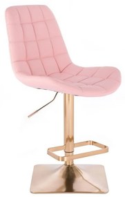 LuxuryForm Barová židle PARIS na zlaté hranaté podstavě - růžová