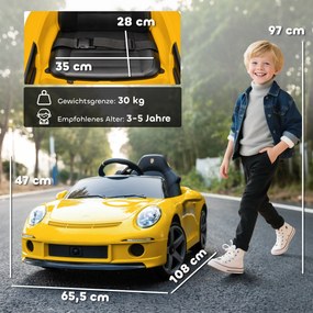 AIYAPLAY Elektrické sedátkové auto pro děti, ovladatelné na dálku, hudba, klakson, USB, bezpečnostní pás, pro 3-5 let, žluté