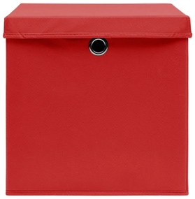 Úložné boxy s víky 10 ks 28 x 28 x 28 cm červené - Default Title