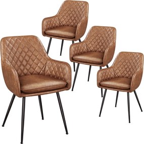Sada 4 ks – Jídelní židle Yaheetech – rustikální hnědá, 61 cm (délka) × 55 cm (šířka) × 85 cm (výška) (257273095817)