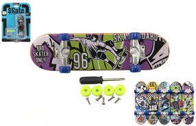 Skateboard prstový šroubovací plast 9cm s doplňky mix barev (1 ks)
