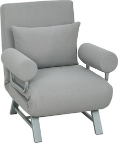 HOMCOM Rozkládací křeslo, čalouněné křeslo, přeměnitelné na postel pro hosty, ergonomické, světle šedé