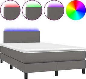 Box spring postel s matrací a LED šedá 120 x 190 cm umělá kůže 3270127