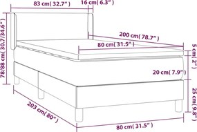 vidaXL Box spring postel s matrací 80 x 200 cm textil [3130069] Barva: krémová