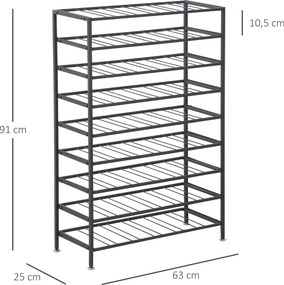 HOMCOM Stojan na víno s kapacitou 54 lahví 63D x 25Š x 91V cm černý kov