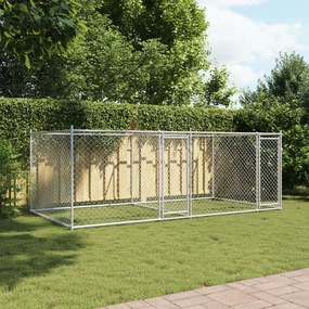 Klec pro psy s dvířky šedá 4 x 2 x 1,5 m pozinkovaná ocel 3209573