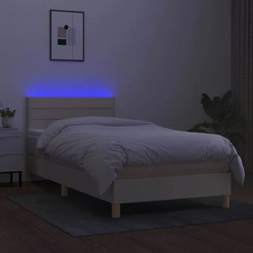 Box spring postel s matrací a LED krémová 100x200 cm textil 3133778