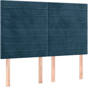 Čelo postele tmavě modré 144x5x118/128 cm sametové 3116524