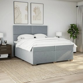 Box spring postel s matrací světle šedá 200 x 200 cm textil 3290588