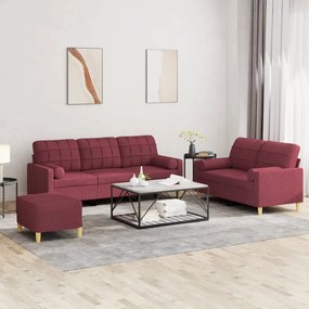 3dílná sedací souprava s polštáři vínová textil 3201336