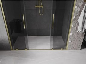Mexen Velar Duo, posuvné sprchové dveře do otvoru 180 cm, 8mm šedé sklo, zlatá matná, 871-180-000-42-55