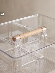 Sinsay - Úložný organizér s dřevěnou rukojetí - bílá