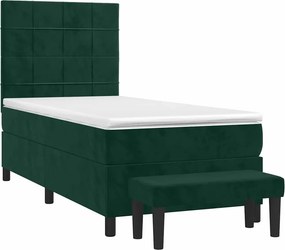 Box spring postel s matrací tmavě zelená 100x200 cm samet 3137830