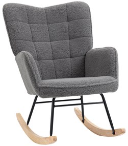 HOMCOM Houpací křeslo Houpací křeslo, akcentní křeslo, relaxační křeslo s berberským rounem, do 120 kg, tmavě šedé, 71x92x101 cm| Aosom