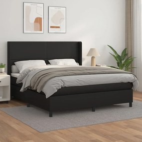 Box spring postel s matrací černá 180x200 cm umělá kůže 3132393