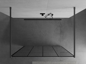 Mexen Kioto, sprchová zástěna Walk-In 130 x 200 cm, 8mm čiré sklo černý vzor, ​​grafitový profil, 800-130-002-95-77