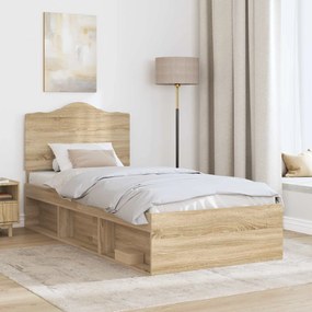 Rám postele s čelo Sonoma dub 75 x 190 cm Masivní borové dřevo 3413373