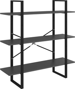 Knihovna s 5 policemi šedá 100 x 30 x 175 cm borové dřevo 3082000