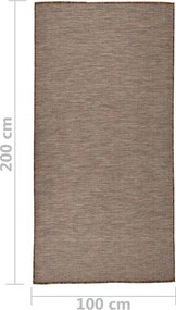 Venkovní hladce tkaný koberec 100x200 cm hnědá 340787