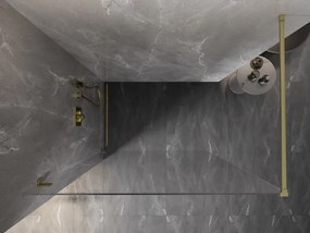 Mexen Lunar sprchová stěna levá 80 x 200 cm, 8mm čiré sklo, zlatá matná, 830-080-000-55-00-L