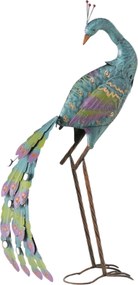 Zahradní kovová figurka Peafowl, 78 cm, modrá