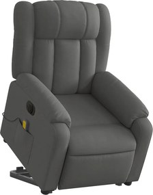 Elektrické zvedací masážní polohovací křeslo tmavě šedé textil 3205353