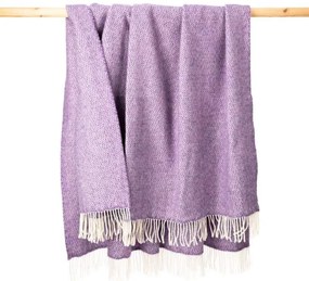 Deka Merino vlna / kašmír Lavender Purple Herringbone 180 x 136 cm John Hanly