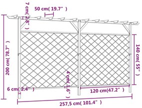vidaXL Marketos Zahradní mřížkovaný plot s pergolou dřevo
