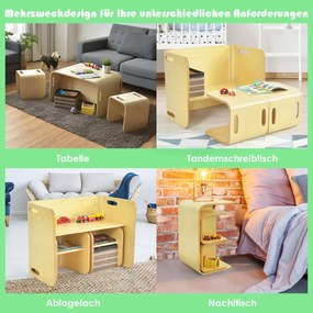 Costway 3 kusový dětský stůl set židlí dětská sedací skupina dřevěný dětský