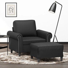 Křeslo s podnožkou černé 60 cm umělá kůže 3201200