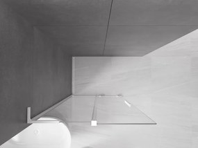 Mexen Velar L, posuvná sprchová zástěna Walk-in 110 x 200 cm, 8mm čiré sklo, bílá matná, 871-110-003-03-20