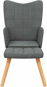 Relaxační křeslo se stoličkou tmavě šedé textil 327931