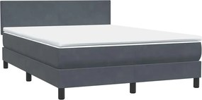 Box spring postel s matrací a LED tmavě šedá 160x210 cm samet 3316696