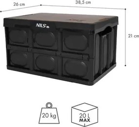 NILS Camp NCB4005 / Skládací přepravka s dřevěným víkem 2v1 / 20L