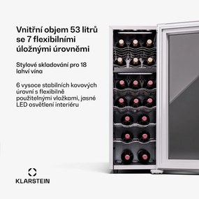 Klarstein Shiraz 18 Duo, vinotéka, 2 zóny, 58 l/18 lahví, 5-18/5-18 °C, dotykové ovládání