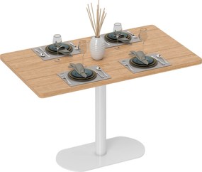 HOMCOM obdélníkový jídelní stůl pro 6 osob, 120 x 70 x 75 cm, kuchyňský stůl s podstavcem a tlustou deskou, dub bílý