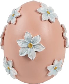 Dekorace růžové vajíčko s bílými květy - Ø 11*13 cm