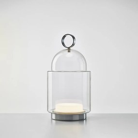 Venkovní přenosná lampička Dome Nomad Dekor: Nerezová montura / Transparentní sklo, Výška: 490 mm