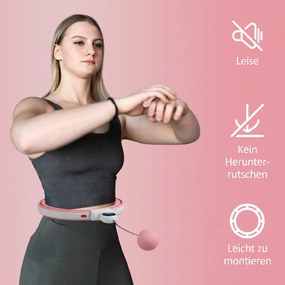 SPORTNOW Chytrý hula hoop obruč pro dospělé s váhovou koulí a počítadlem 16 uzlů (76-113 cm) Růžová
