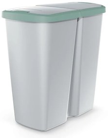 Odpadkový koš DUO šedý, 45 l, zelená / šedá